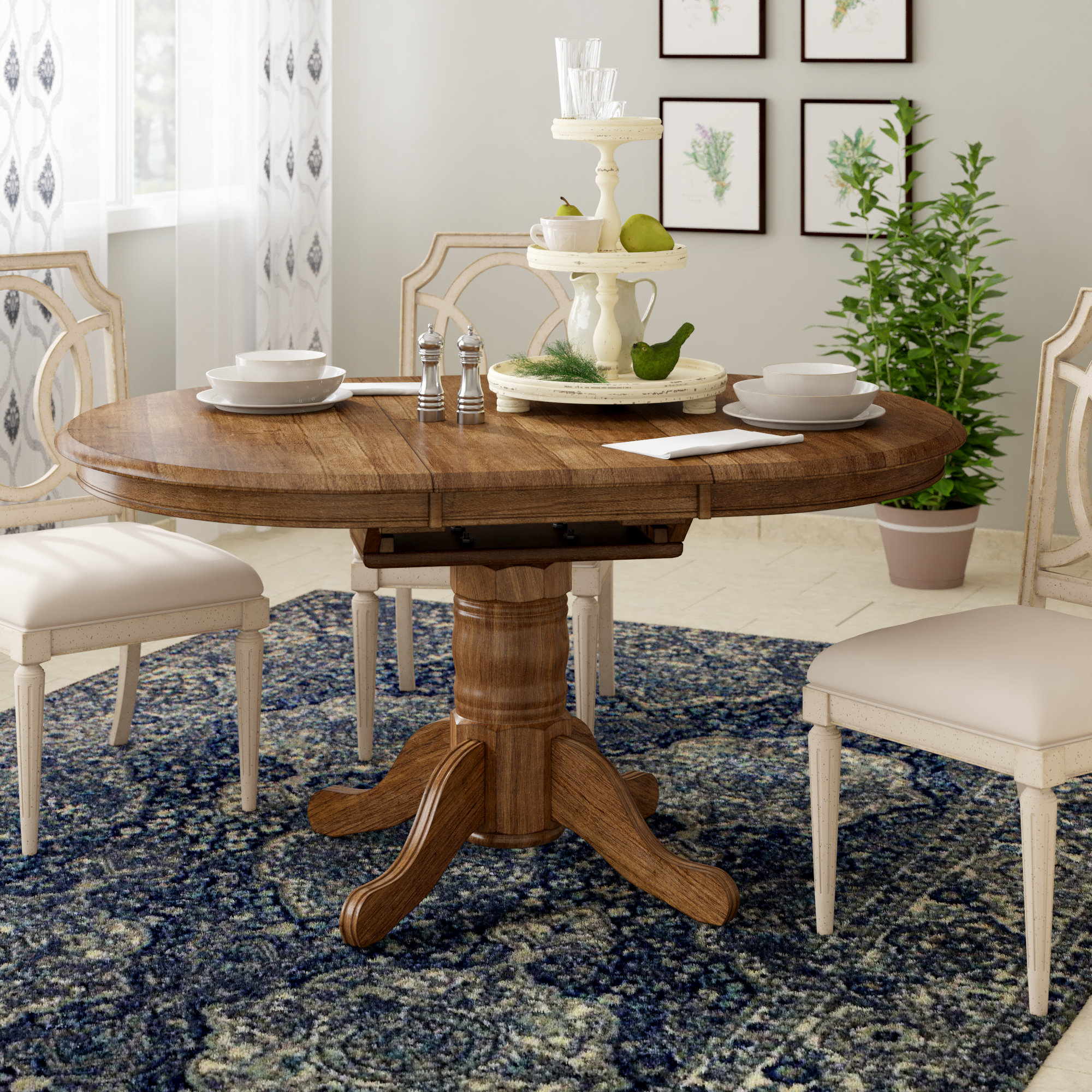 Round pedestal extendable dining table store